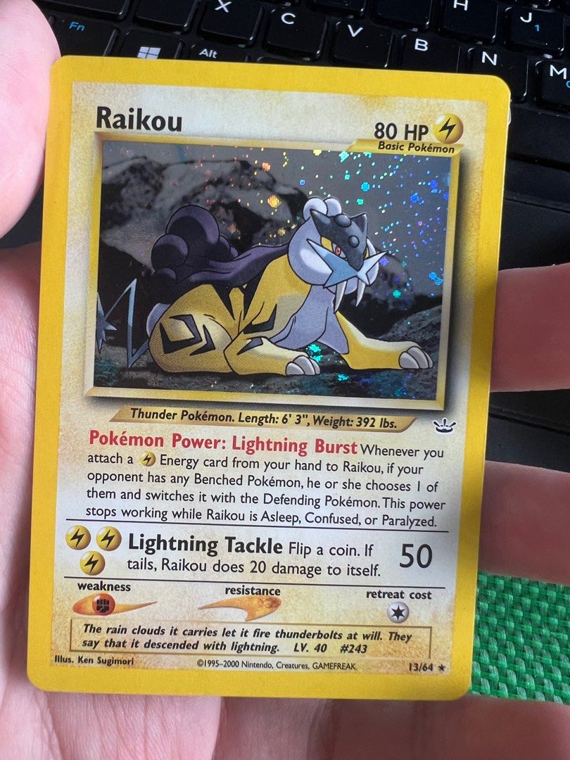 Pokemon Raikou Holo Rare Neo Revelation 13/64, Hobbies & Toys, Toys & Games on Carousell