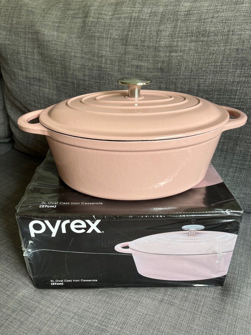 Pyrex 3L Cast Iron Casserole Oval 27cm, Furniture & Home Living ...