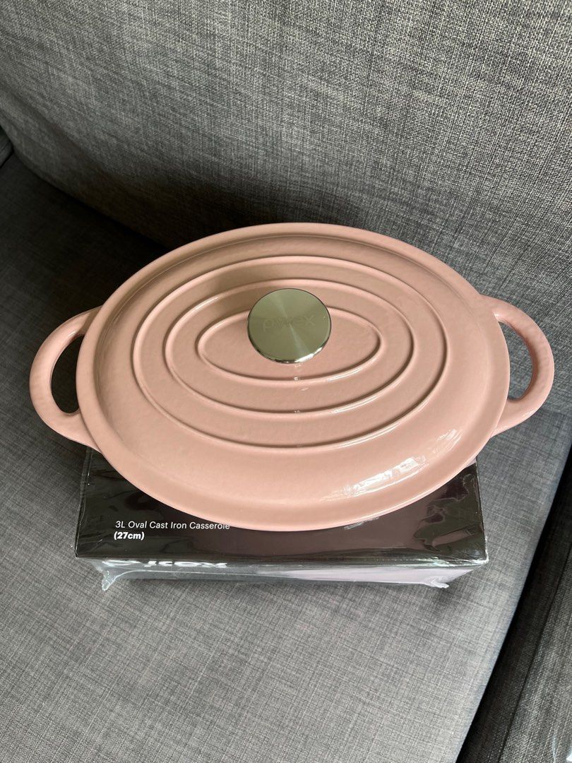 Pyrex 3L Cast Iron Casserole Oval 27cm, Furniture & Home Living ...