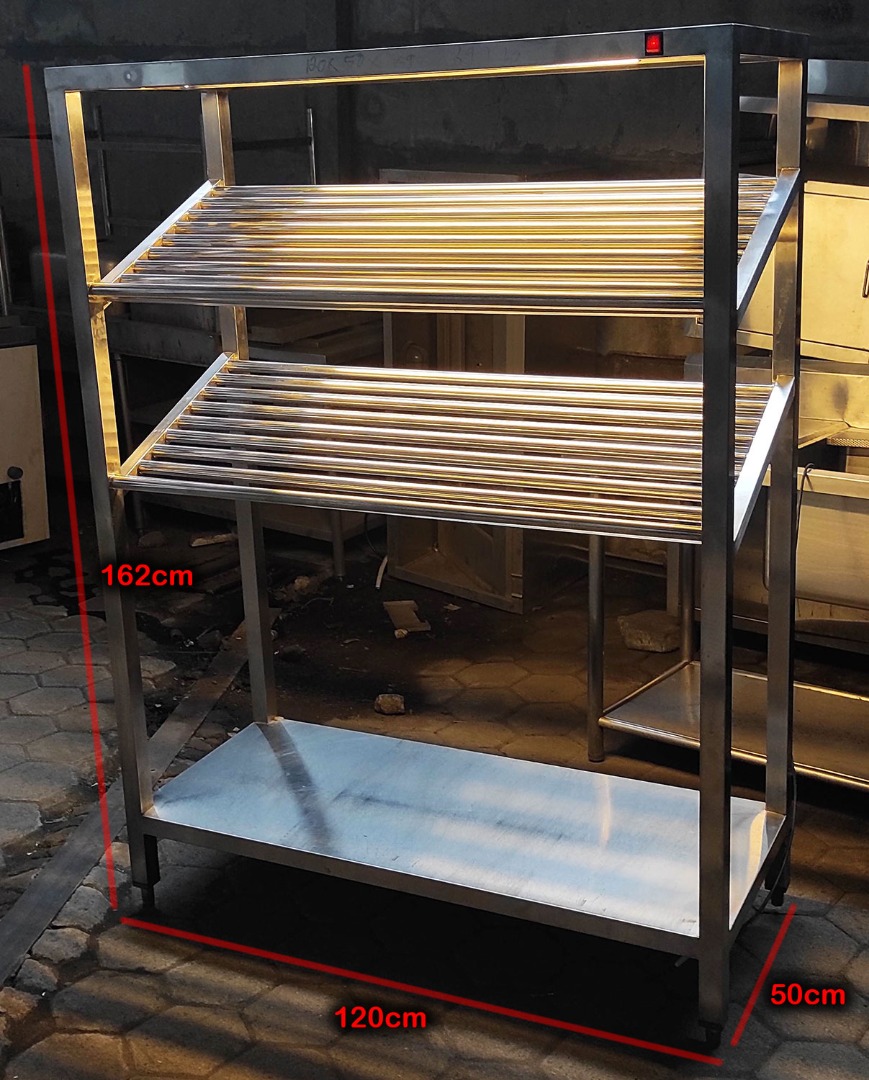 rak 4 susun display bakery roti 120x50x162 stainless + lampu, Kitchen ...