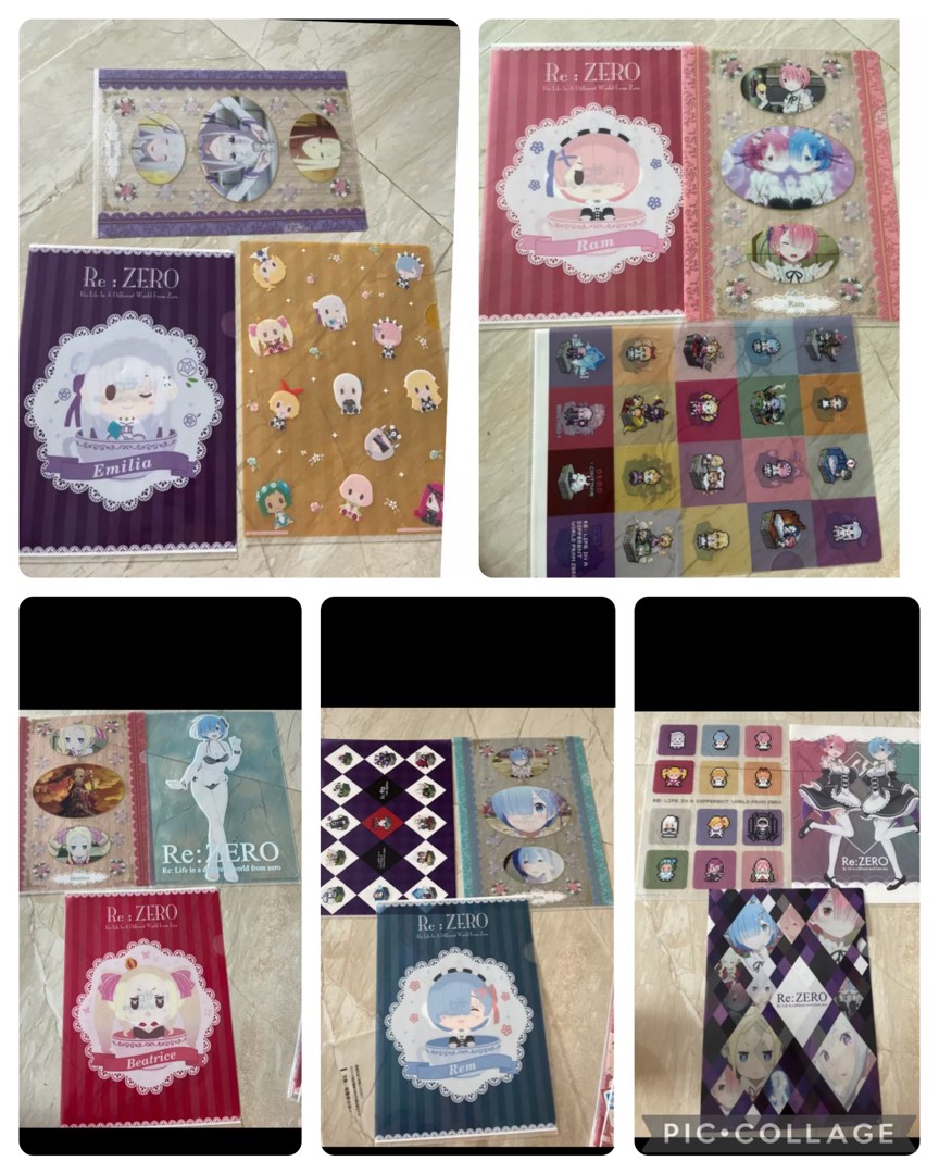 Re zero kuji file set folder 3 pieces ram rem Beatric emilia A4 folder ...