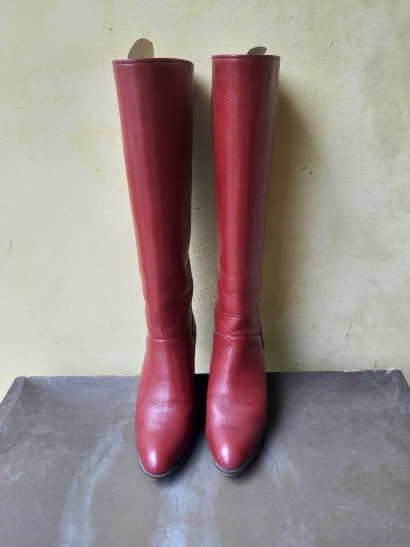 RED Boots Japan Leather Boots Knee High/ Over the Knee Boots Black ...