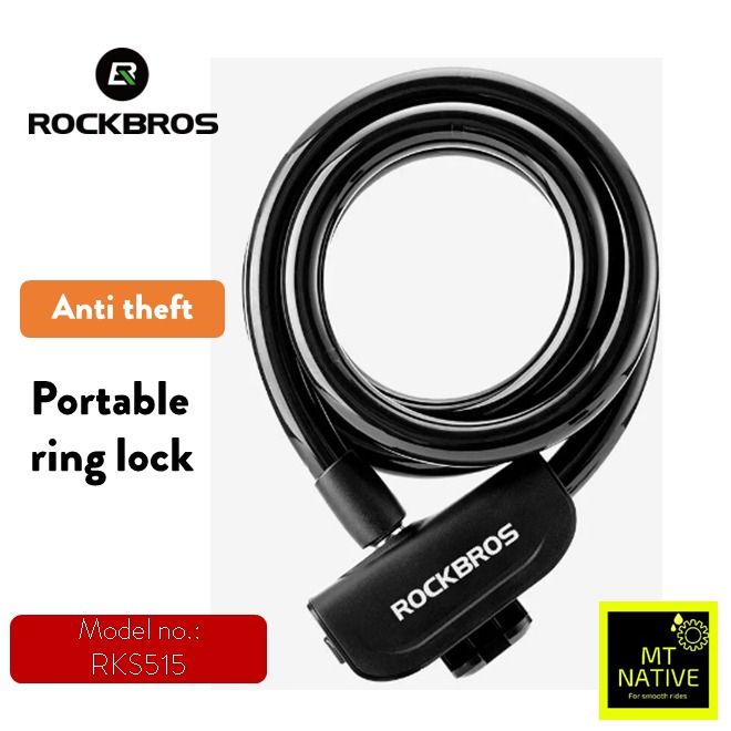 ROCKBROS Steel PVC Bike Lock Copper Lock Core Anti-Theft Steel Cable ...