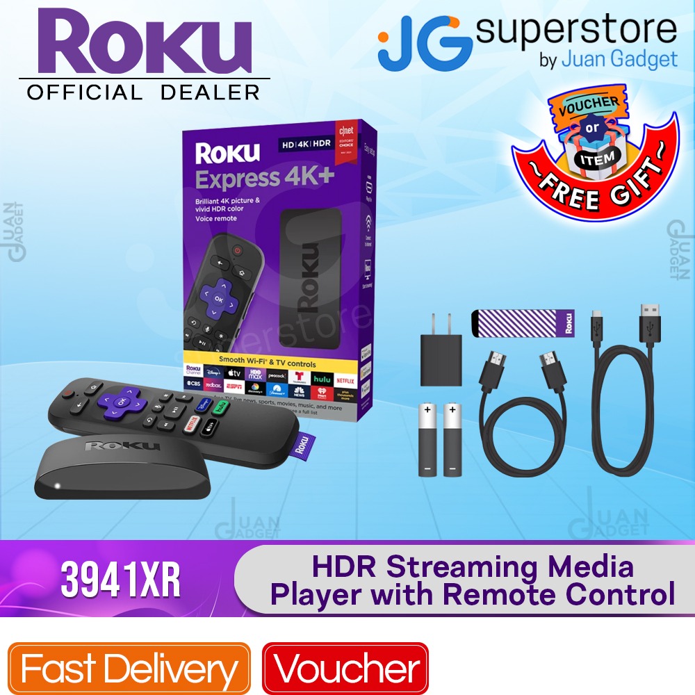 Roku Express 4k Plus 3941XR HDR Streaming Player with Remote Control ...