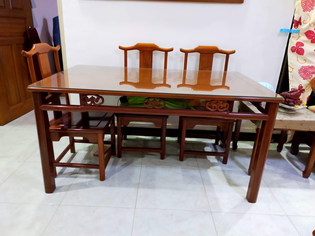 Premium Rose wood dining table n chairs, Furniture & Home Living ...