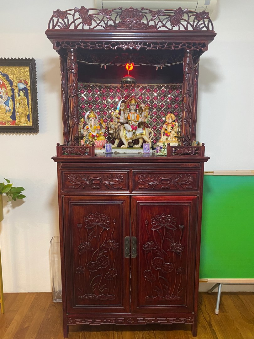Rosewood Altar Cabinet with Lotus design, Furniture & Home Living ...