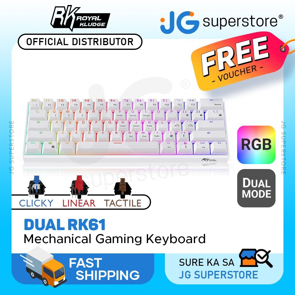 Royal Kludge DUAL RK61 RGB 61 Keys Dual Mode Bluetooth 5.2 and Wired ...