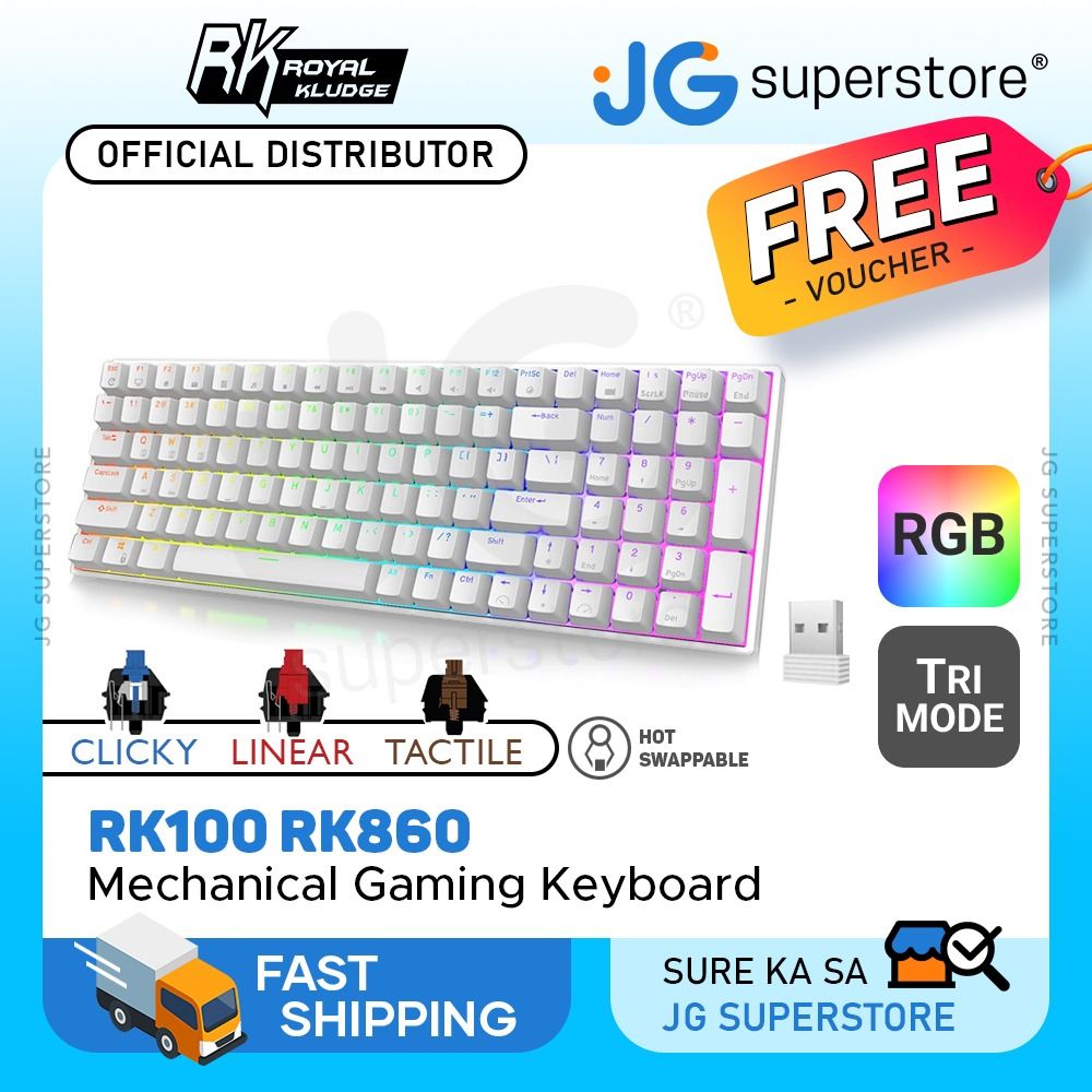 Royal Kludge RK RK100 RK860 100 Keys RGB Mechanical Gaming Keyboard Tri ...