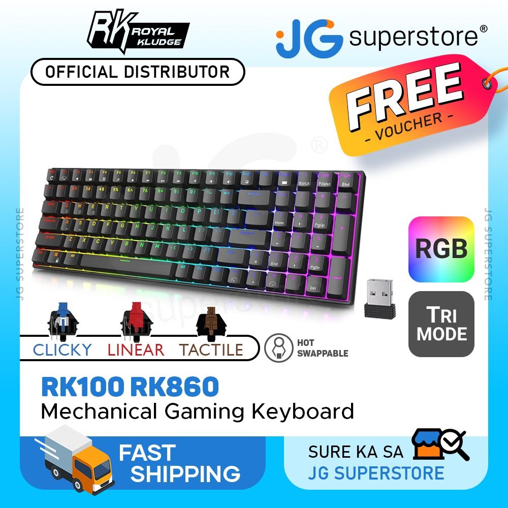 Royal Kludge RK RK100 RK860 100 Keys RGB Mechanical Gaming Keyboard Tri ...