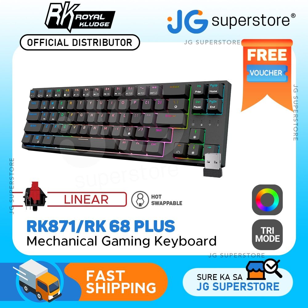 Royal Kludge RK RK68 Plus RK871 RGB 68 Keys TKL Tri-Mode Bluetooth 5.1, Wired and 2.4Ghz ...