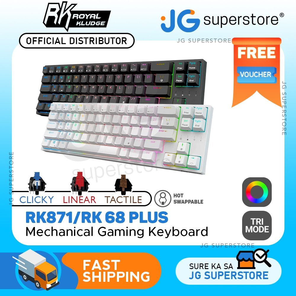 Royal Kludge RK RK68 Plus RK871 RGB 68 Keys TKL Tri-Mode Bluetooth 5.1, Wired and 2.4Ghz ...