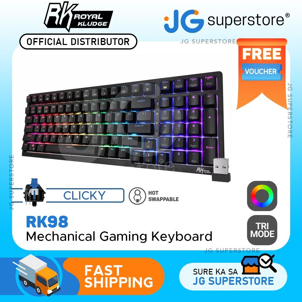 Royal Kludge RK RK98 RGB 98 Keys Tri-Mode Bluetooth 5.0, Wired and 2 ...