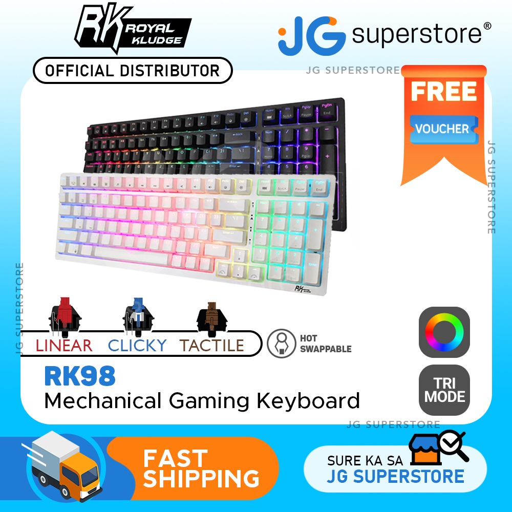 Royal Kludge RK RK98 RGB 98 Keys Tri-Mode Bluetooth 5.0, Wired and 2.4ghz Wireless Mechanical ...