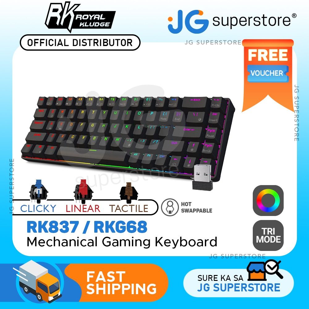 Royal Kludge RK RKG68 68 Keys Mechanical Gaming Keyboard 2.4G Wireless ...