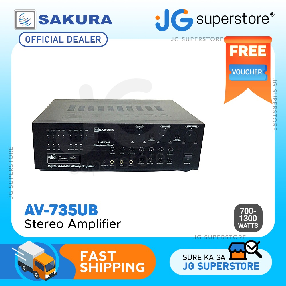 Sakura 700W / 1300W Digital Mixing Karaoke X 2 Stereo Amplifier with Bluetooth, Volume Control ...