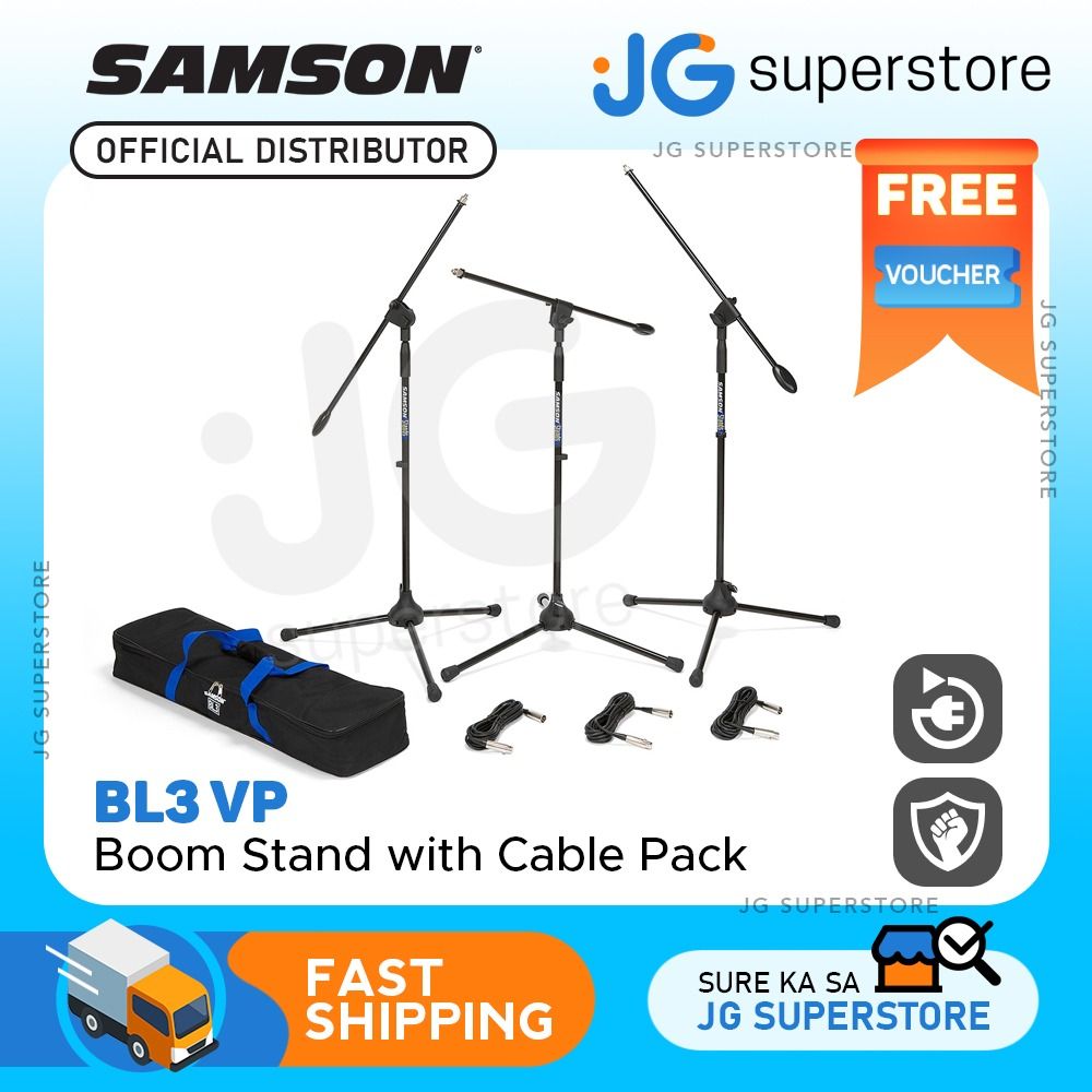Samson BL3 VP Ultra Light Microphone Boom Stand and Cable (3-Pack) for ...