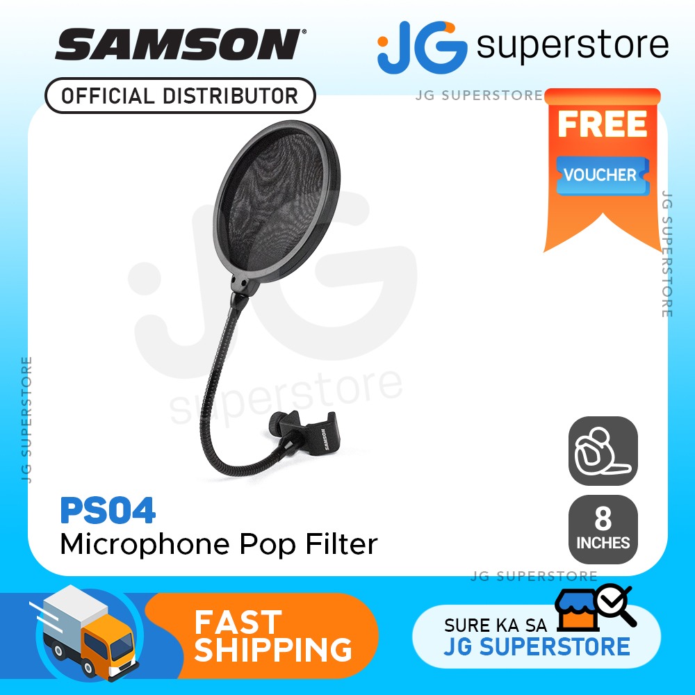 Samson PS04 Microphone Pop Filter with C Clamp Mount, 8" Durable ...