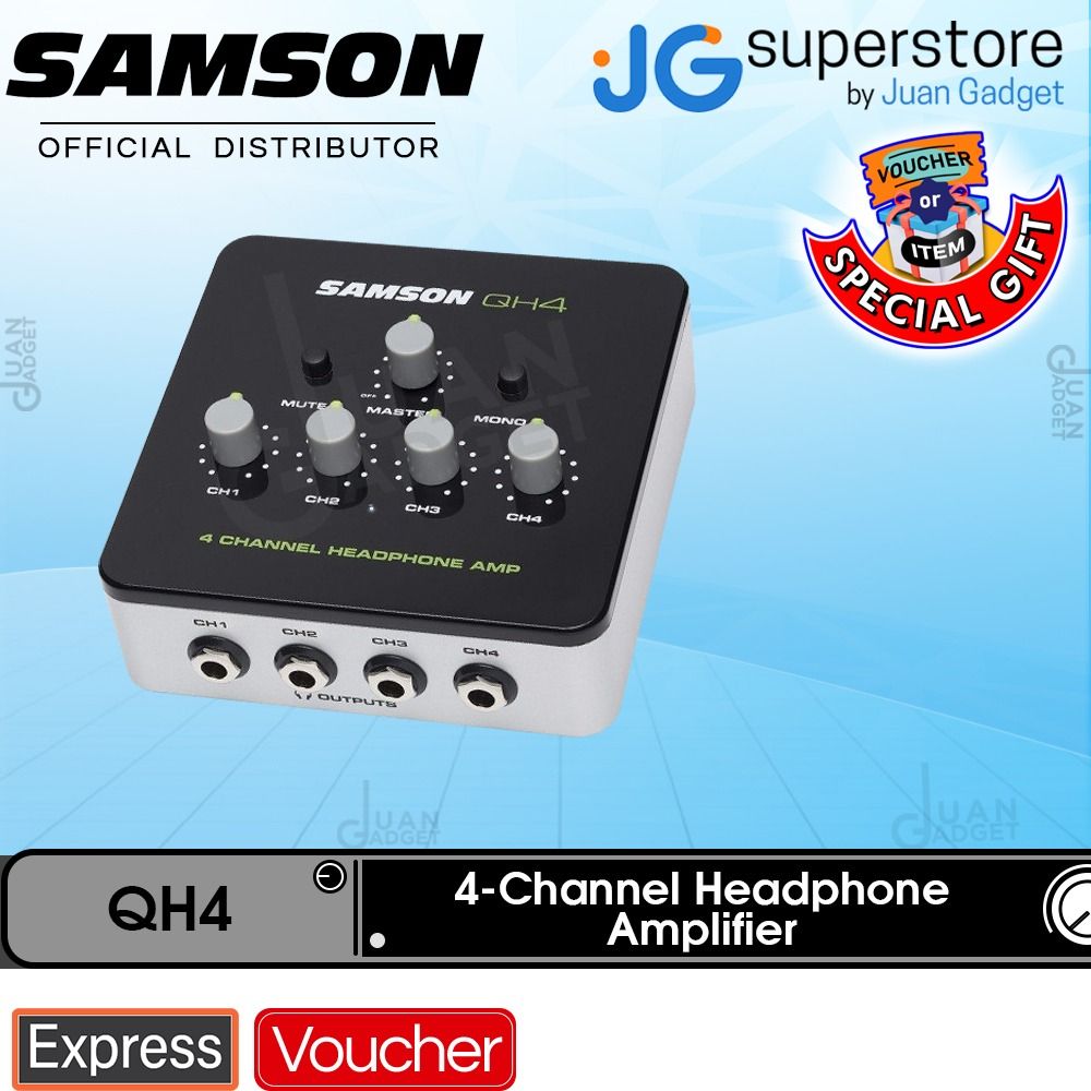 Samson QH4 4-Channel Headphone Amplifier Stereo Desktop Portable Studio ...