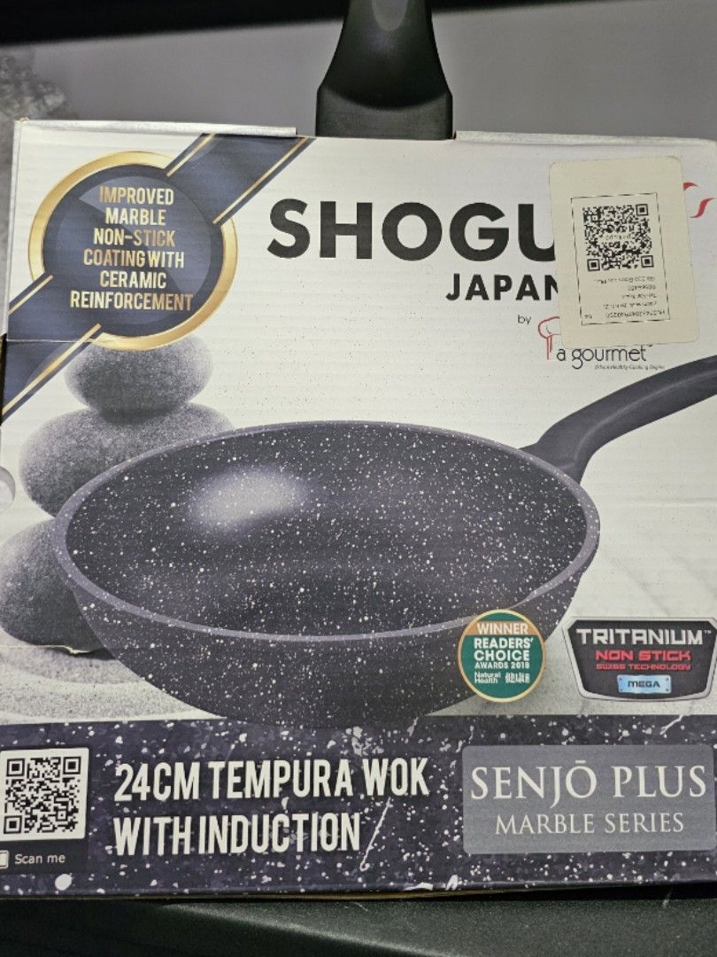 Shogun 24cm Marble Nonstick Ceramic Wok, Furniture & Home Living ...