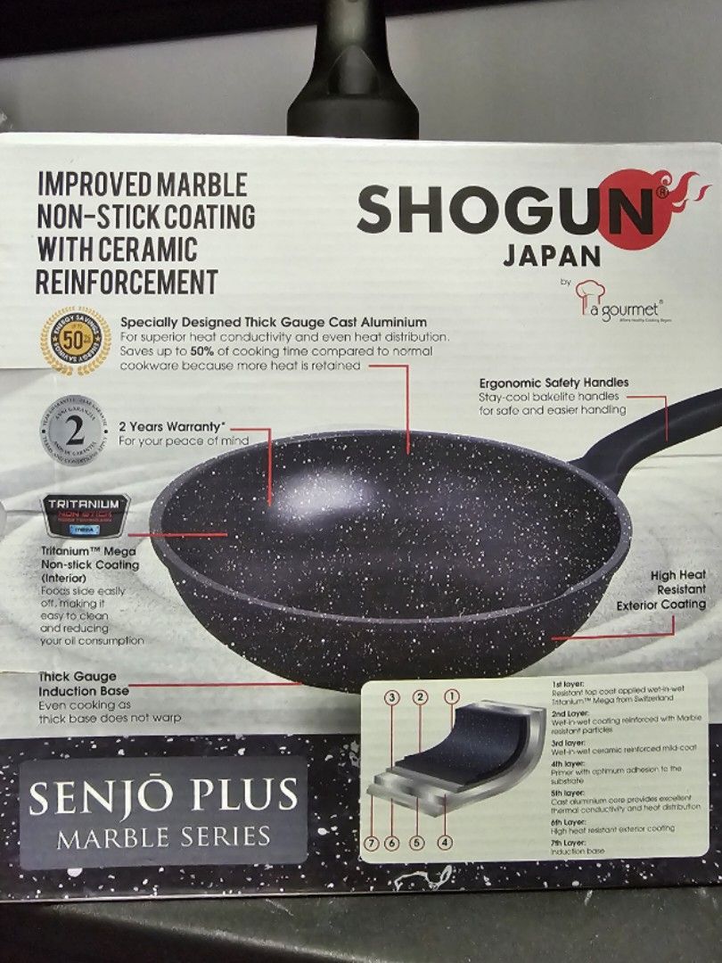 Shogun 24cm Marble Nonstick Ceramic Wok, Furniture & Home Living ...