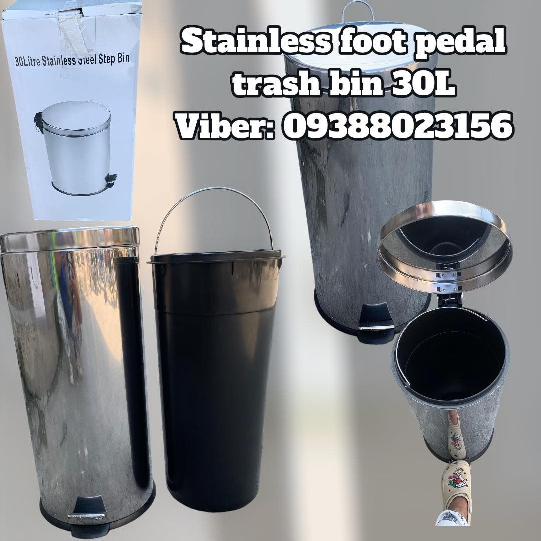 STAINLESS FOOT PEDAL TRASH BIN, Furniture & Home Living, Cleaning ...