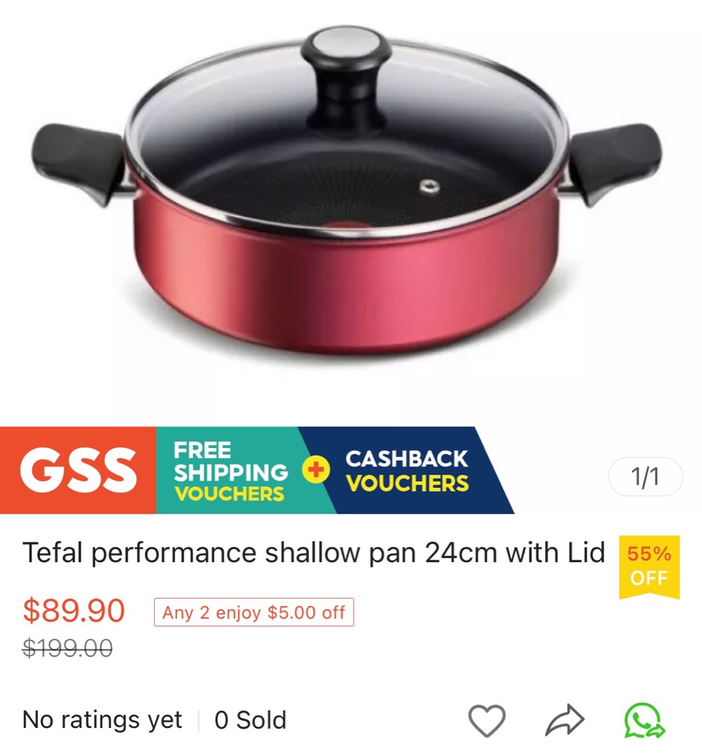 Tefal Shallow Pan with Lid, Furniture & Home Living, Kitchenware ...