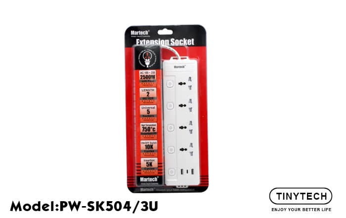 Tinytech 4 WAY POWER SOCKET EXTENSION WITH 2 USB + 1 TYPE-C PORT, TV ...