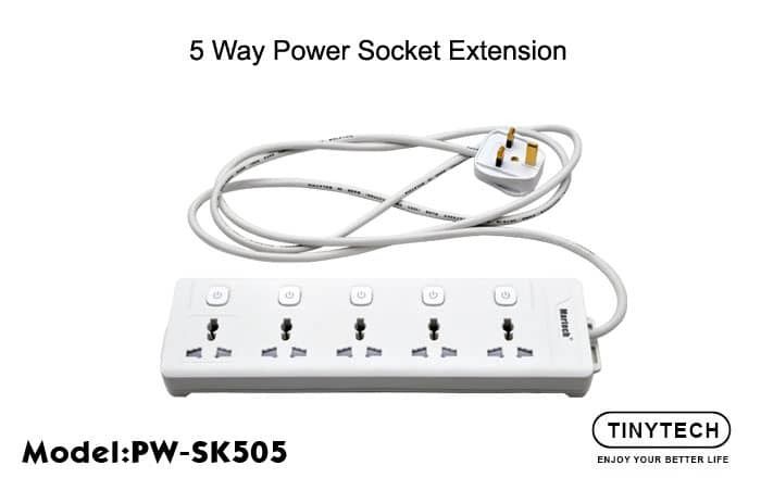 Tinytech 5 WAY POWER SOCKET EXTENSION, TV & Home Appliances, Electrical ...