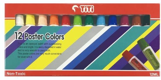 Titi 12 色廣告彩Poster Colors 全新, 興趣及遊戲, 手作＆自家設計, 工藝用品及工具 - Carousell
