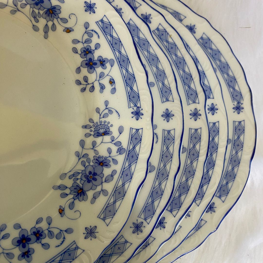 Tohan Japan White Blue Floral Painted Dinner Plate Set on Carousell
