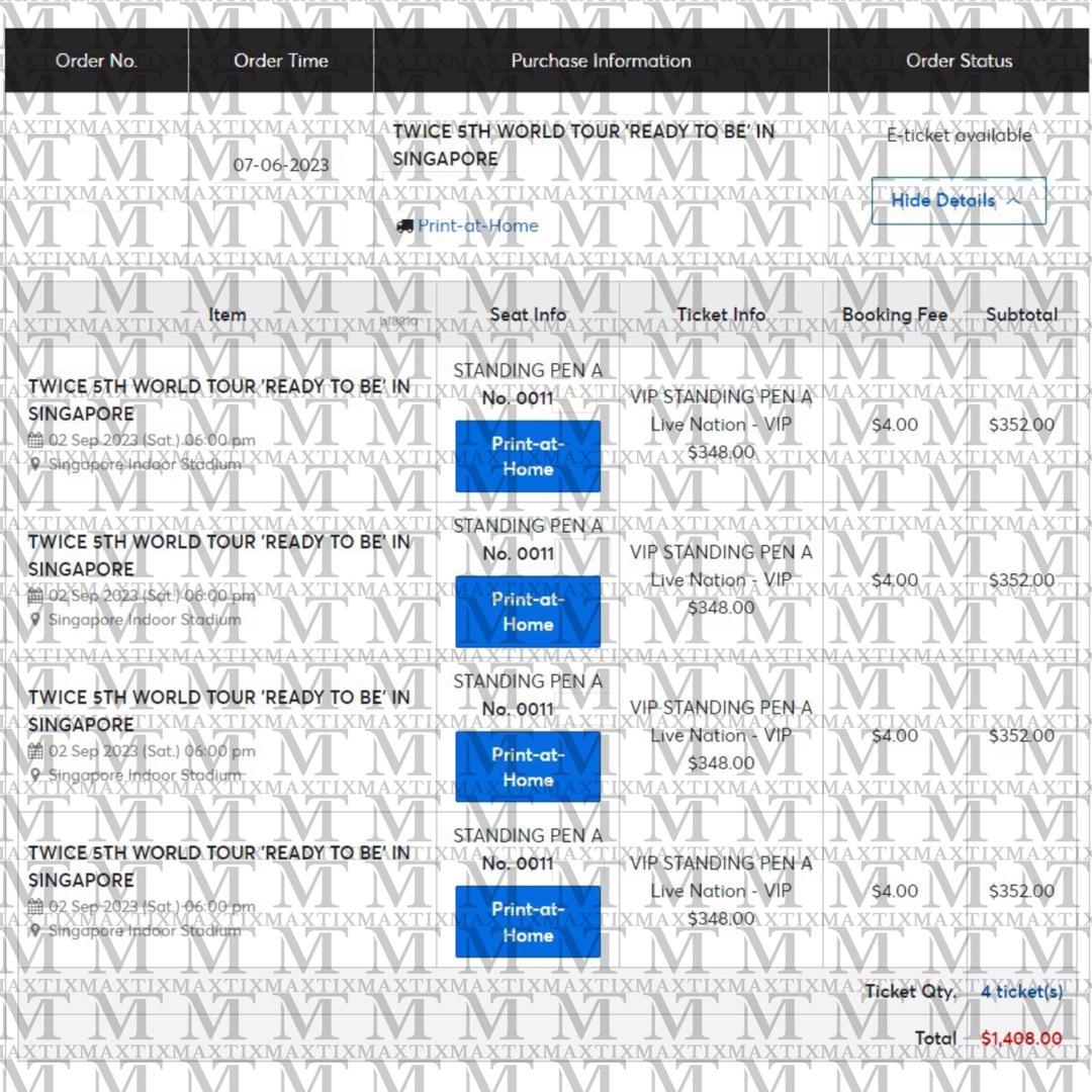 TWICE VIP TICKETS READY TO BE WORLD TOUR SINGAPORE CONCERT, Tickets ...