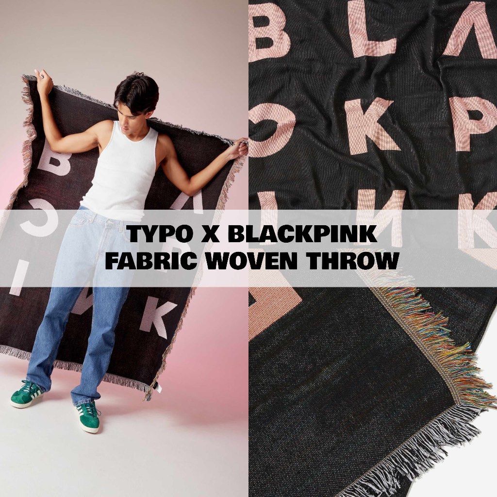 Typo x Blackpink Fabric Woven Throw, Furniture & Home Living, Bedding ...