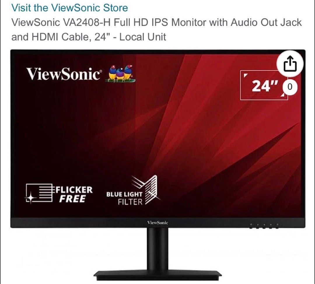 Viewsonic full HD monitor, Computers & Tech, Parts & Accessories, Monitor Screens on Carousell