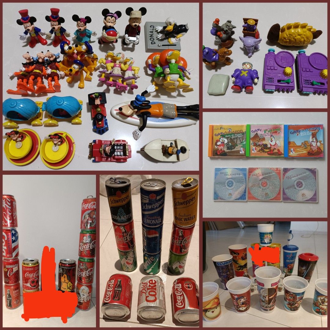 [Vintage Collectibles from 1990s] McDonald & KFC Toys, Coca Cola Can ...