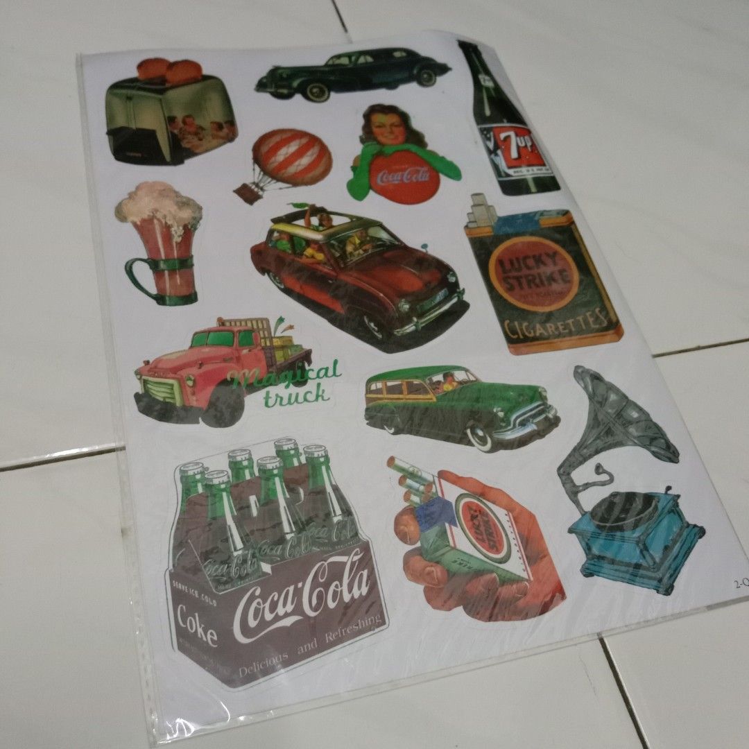 Vintage Theme Sticker Coca Cola Hot Air Balloon LOVE Car Key Women Wine ...