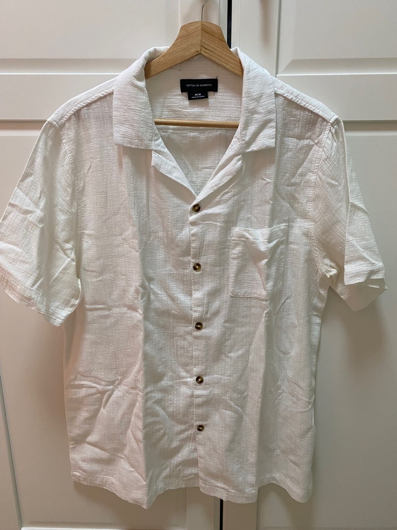 White Linen Polo, Men's Fashion, Tops & Sets, Tshirts & Polo Shirts on ...