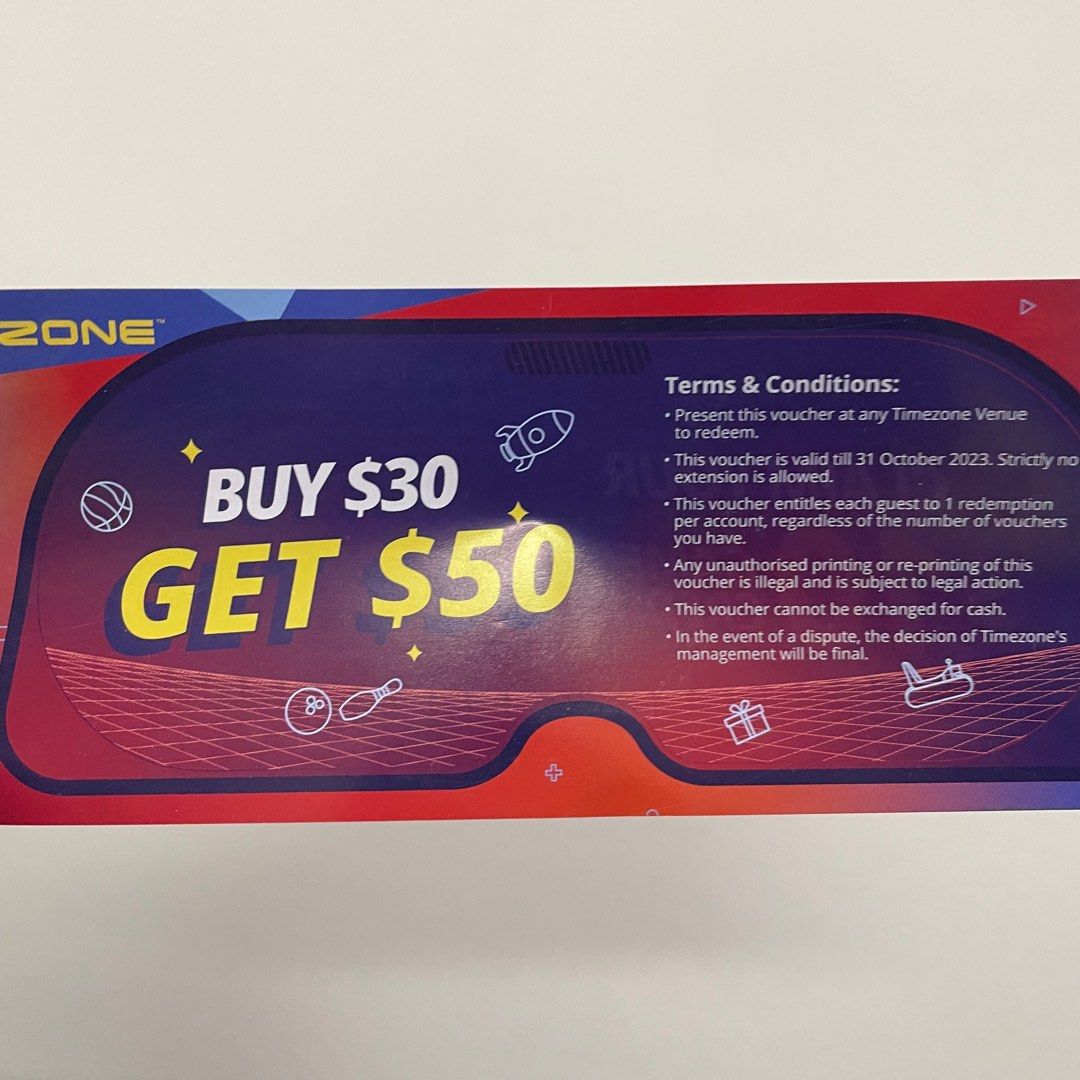 $10 Timezone Game Credits, Tickets & Vouchers, Store Credits on Carousell
