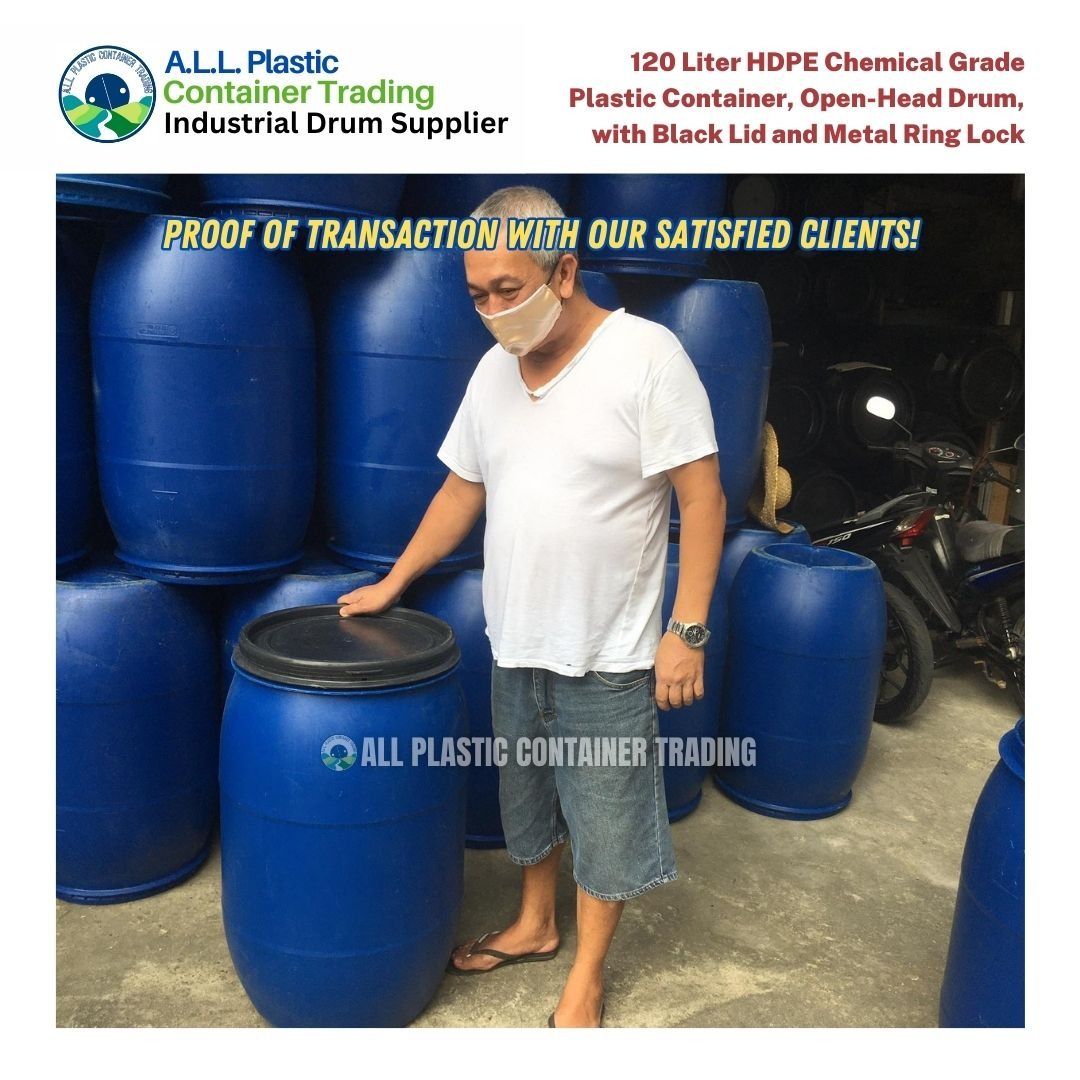 120 Liter Heavy Duty Plastic Container Drum (Chemical Grade) Open Top ...