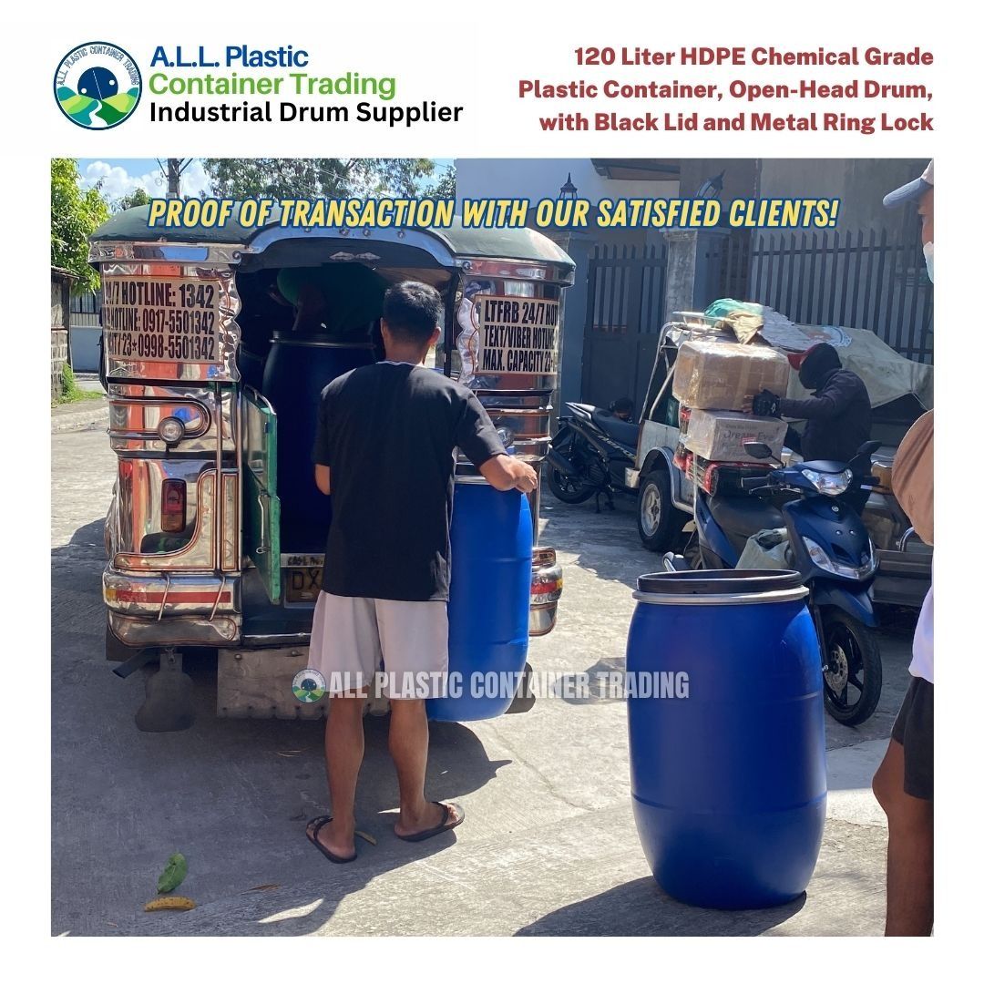 120 Liter Heavy Duty Plastic Container Drum (Chemical Grade) Open Top ...
