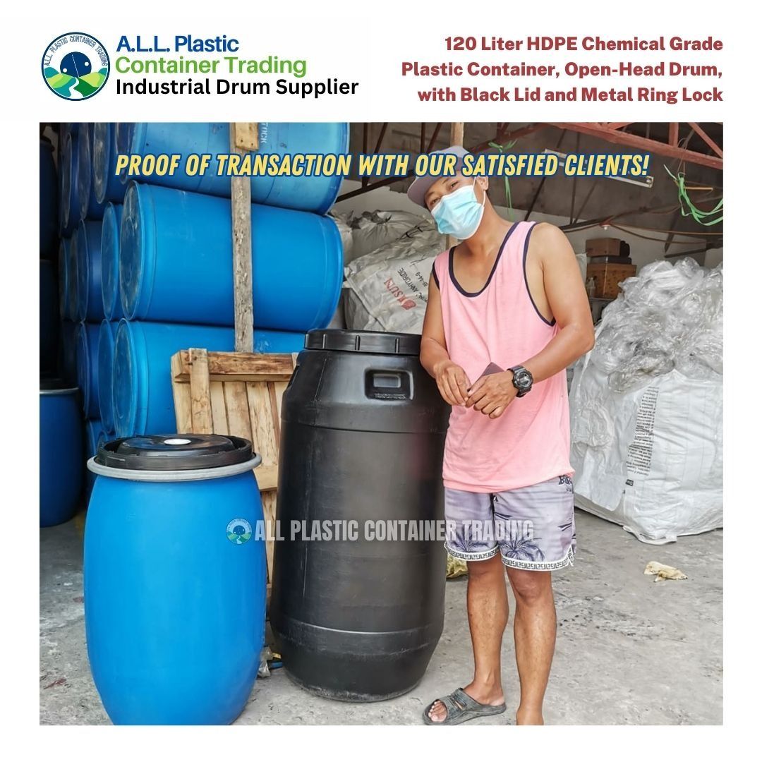 120 Liter Heavy Duty Plastic Container Drum (Chemical Grade) Open Top ...