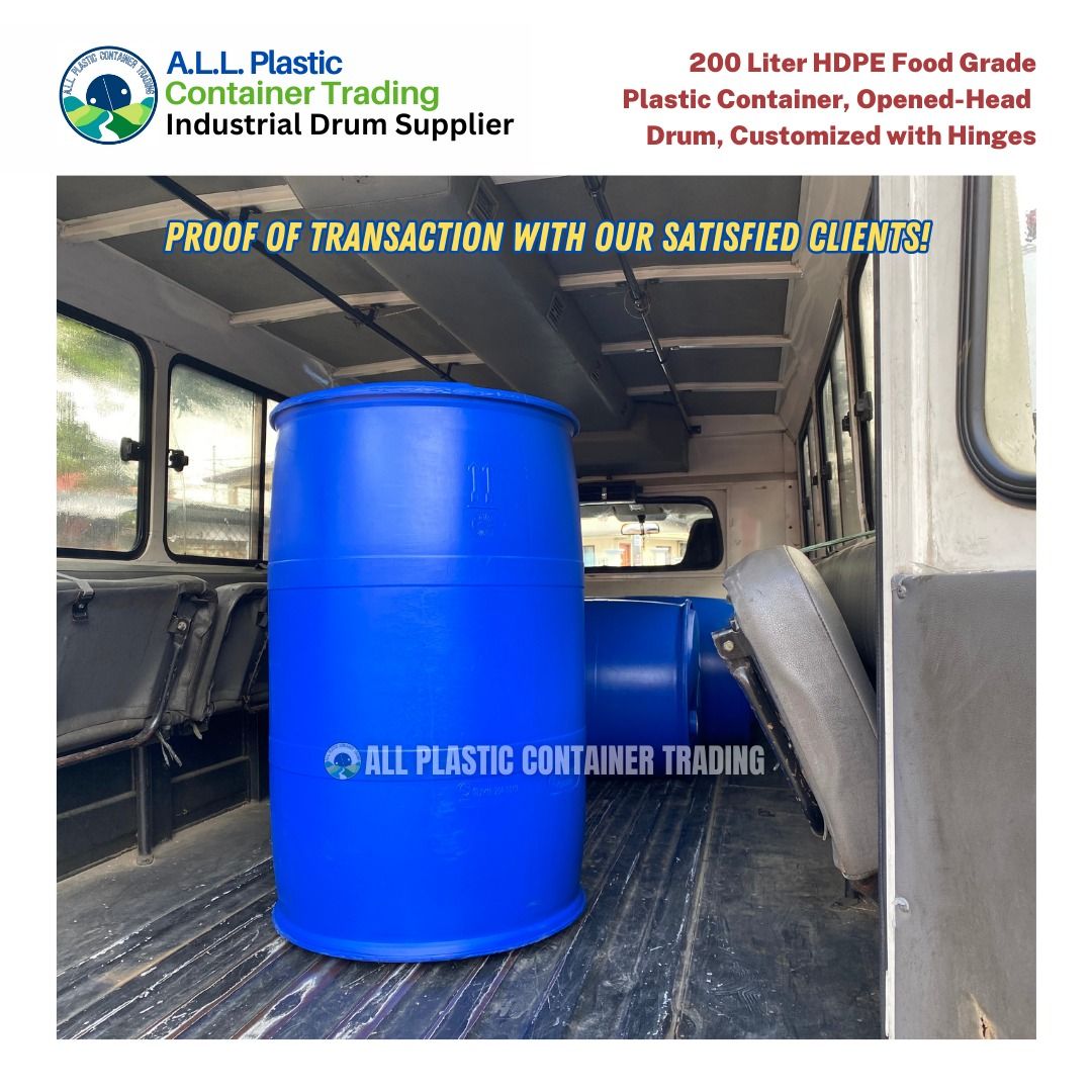 200 Liter Heavy Duty Plastic Container Drum (Food Grade) Customized Open Top with Hinge Barrel ...