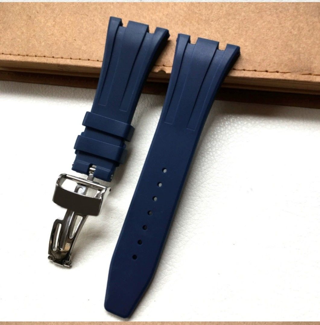 26MM SILICONE RUBBER WATCH STRAP WITH STAINLESS STEEL FOLDING CLASP FOR ...