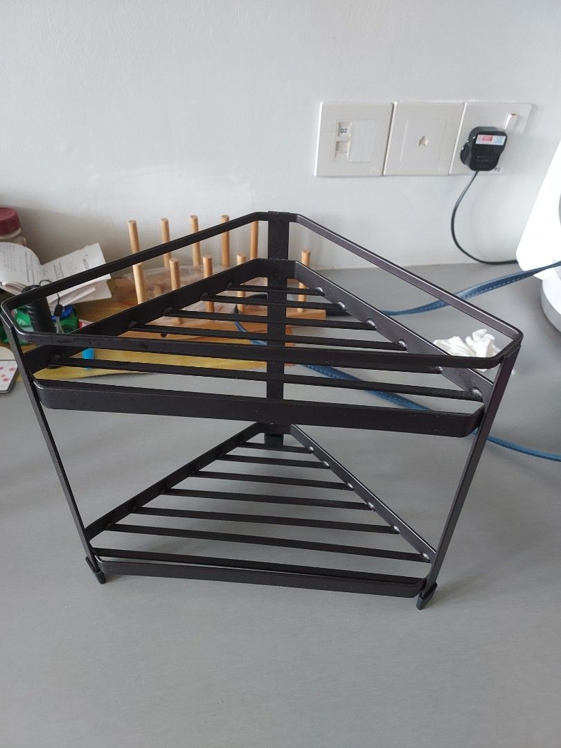 Corner 2 tier Carbon Steel rack, Furniture & Home Living, Home ...