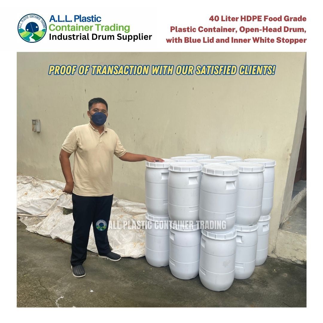 40 Liter Heavy Duty Plastic Container Drum (Food Grade) Open Top Barrel ...