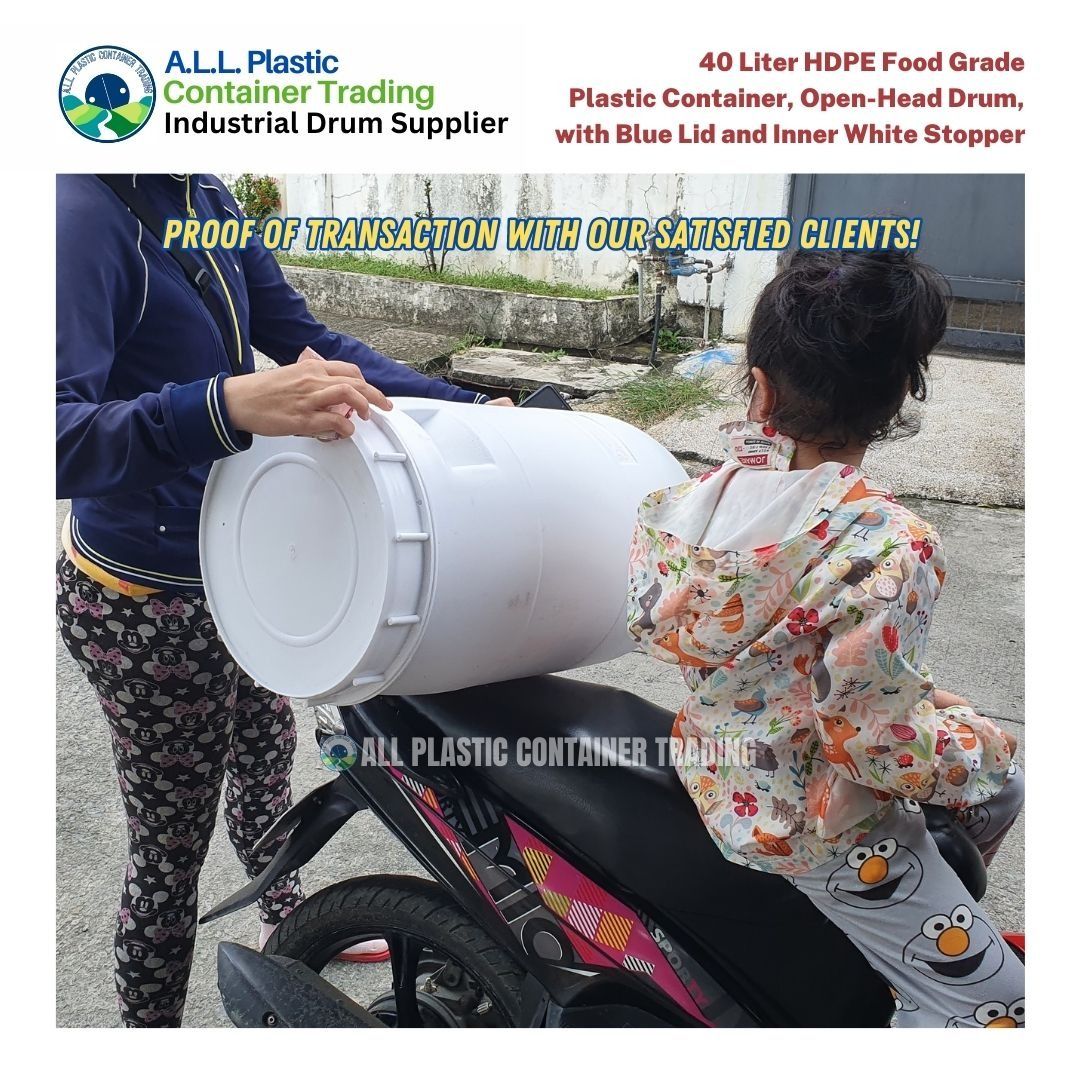 40 Liter Heavy Duty Plastic Container Drum (Food Grade) Open Top Barrel ...