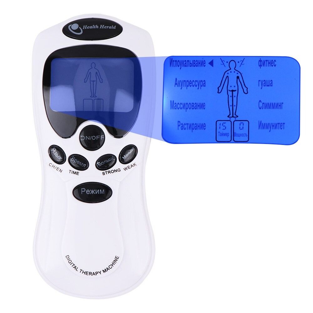 8-Mode Electric Tens Muscle Stimulator Ems Acupuncture Face Body Massager Digital Therapy Herald ...