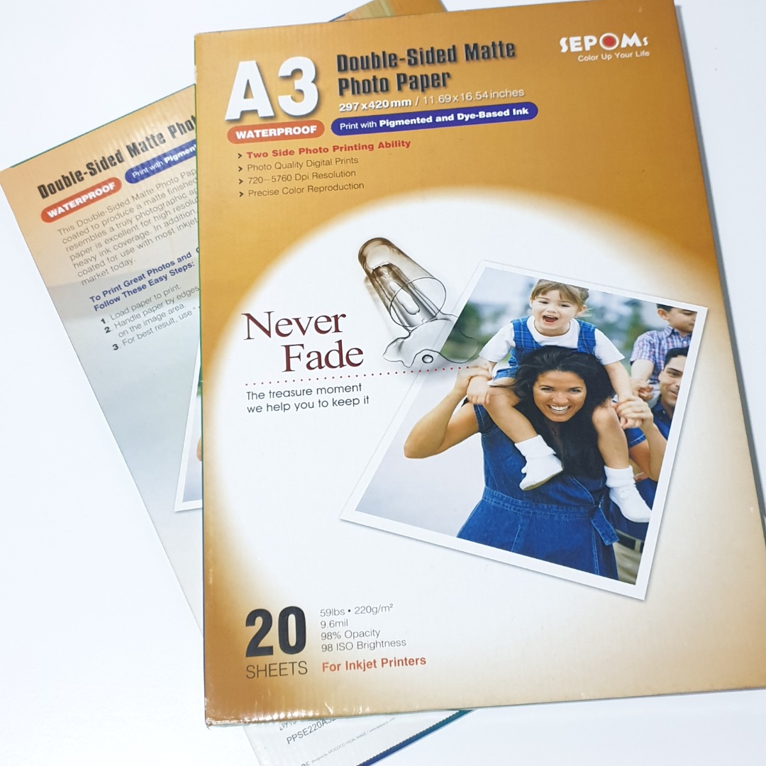 A3 Double Sided Matte Photo Paper (2 pack), Photography, Photography ...