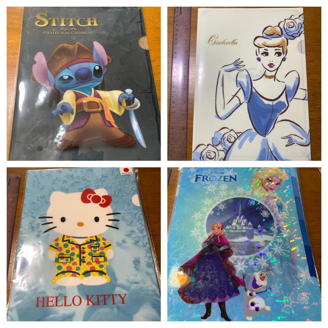 A4 folders Hello Kitty, Cinderella, Stitch, Frozen on Carousell