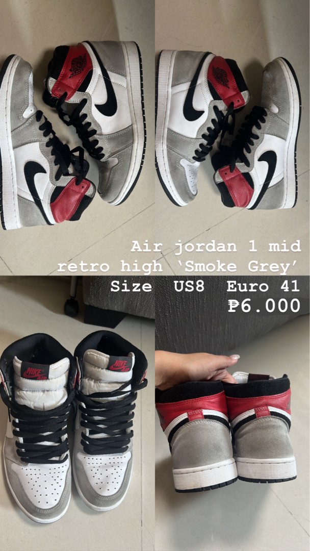 Air jordan 1 mid retro high smoke grey on Carousell