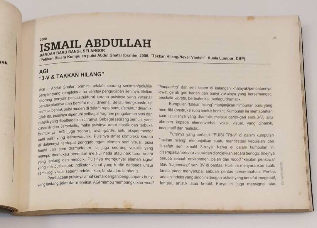 APA ORANG KATA TENTANG AGI. Abdul Ghafar Ibrahim, penerima anugerah penulisan SEA 2005, Hobbies ...